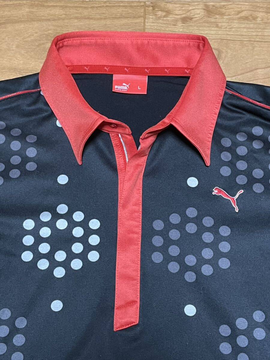 Yahoo!オークション - プーマ 超美品 ポロシャツ 黒 赤 Lサイズ 半袖 ...