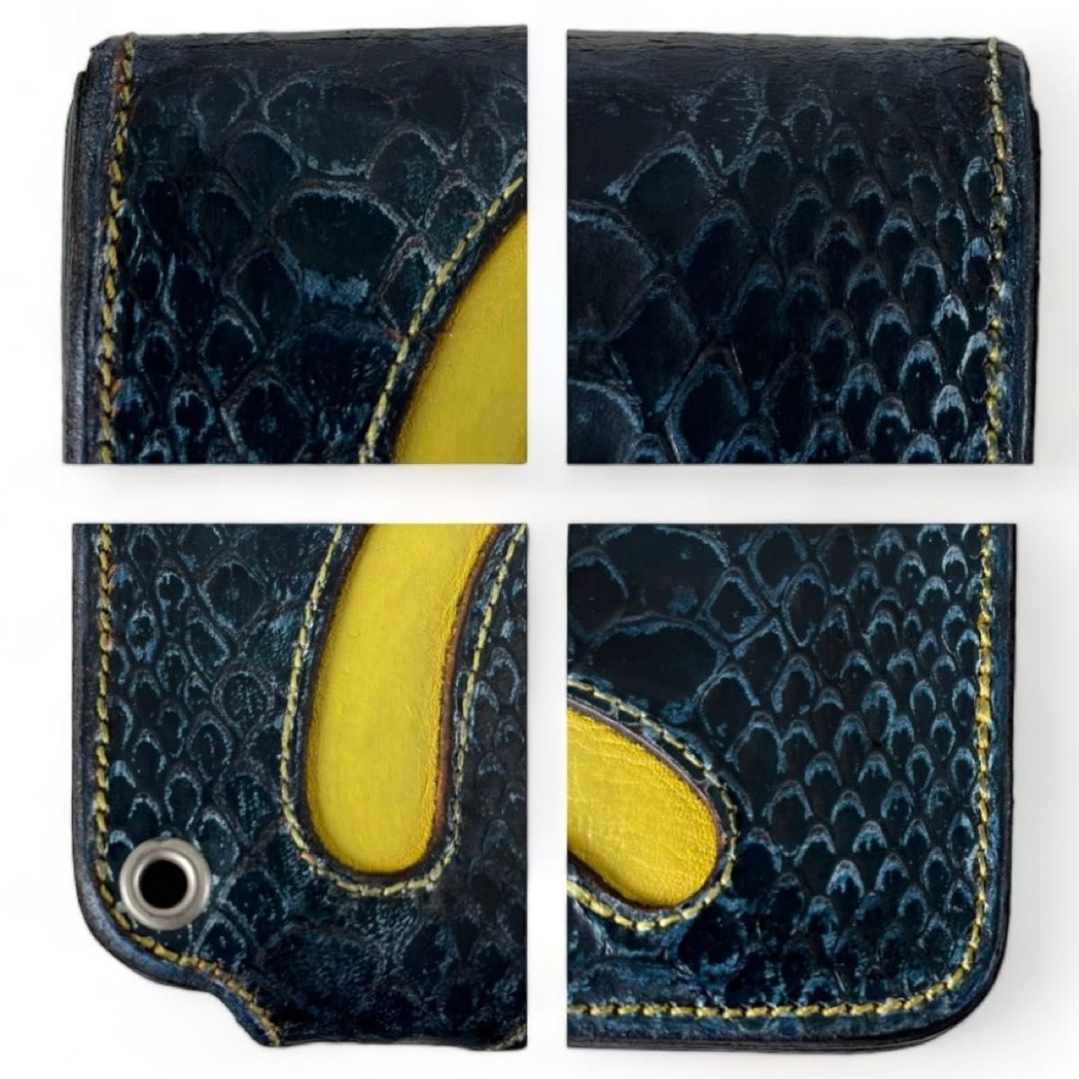 EVISU ど根性3号 パイソン型押し レザー 長財布 カモメ 黄 EVISU ど根性3号 パイソン型押し レザー 長財布 カモメ 黄