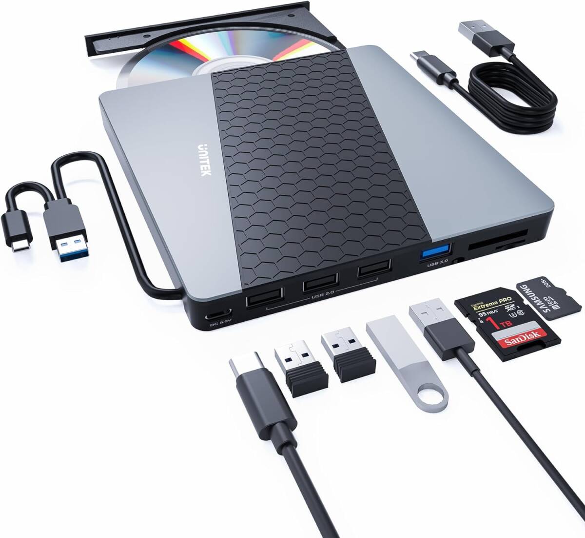 Yahoo!オークション - Unitek 6-in-1 外付けCD/DVDドライブ USBハブ US...