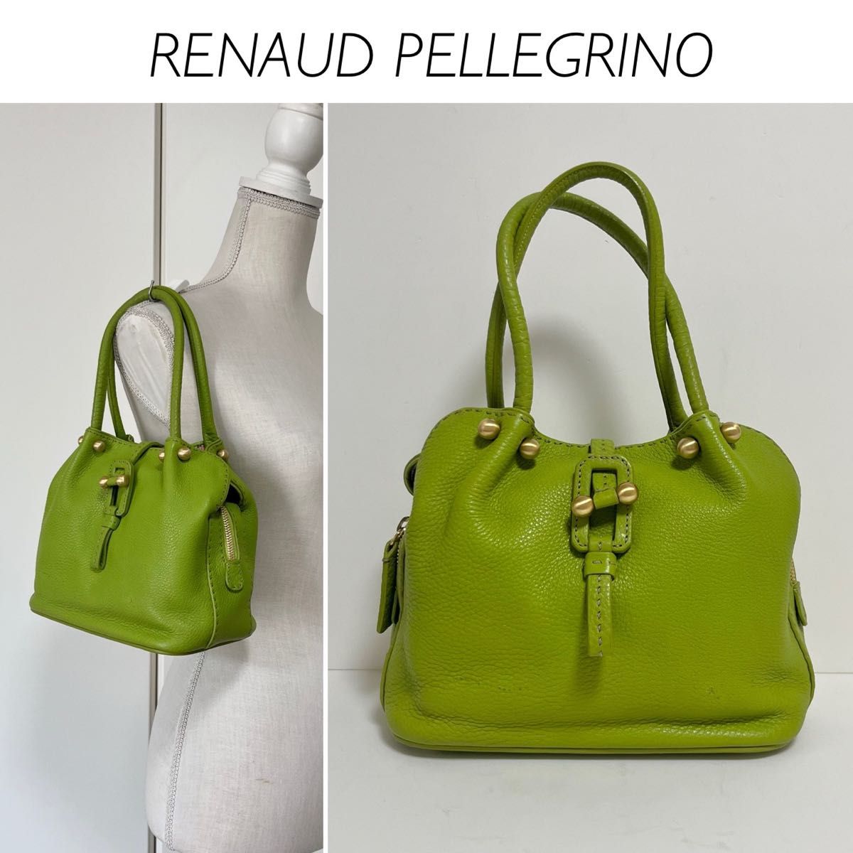 フランス製】RENAUD PELLEGRINO 本革ハンドバッグ 黄緑|Yahoo フランス製】RENAUD PELLEGRINO 本革ハンドバッグ 黄緑|Yahoo