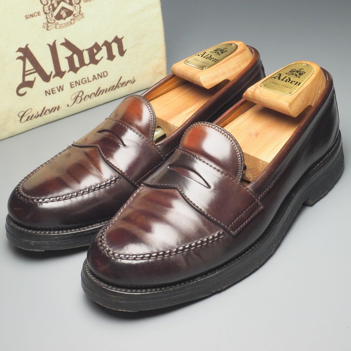 MF9889//木製キーパー付き オールデン/Alden ＃986/メンズ6.5D/B/コードバン/コインローファー/ペニーローファー/レザースリッポン/革靴(6.5インチ)｜売買された ...