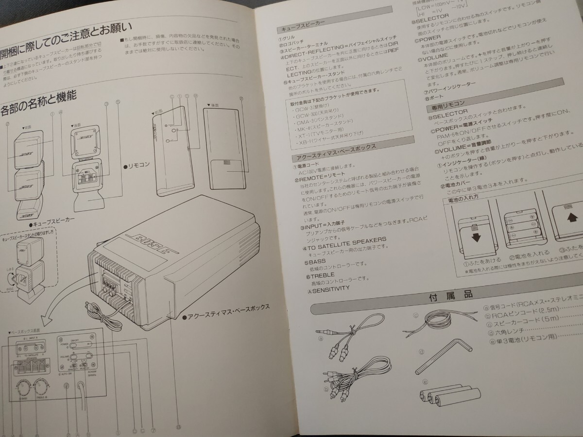 取扱説明書 BOSE PAM-6 パワースピーカーシステムの取説 レトロ 取扱説明書 BOSE PAM-6 パワースピーカーシステムの取説 レトロ