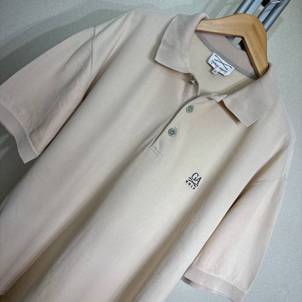 Yahoo!オークション - X045大きい アルマーニGOLF 伊製 クリームベージ...