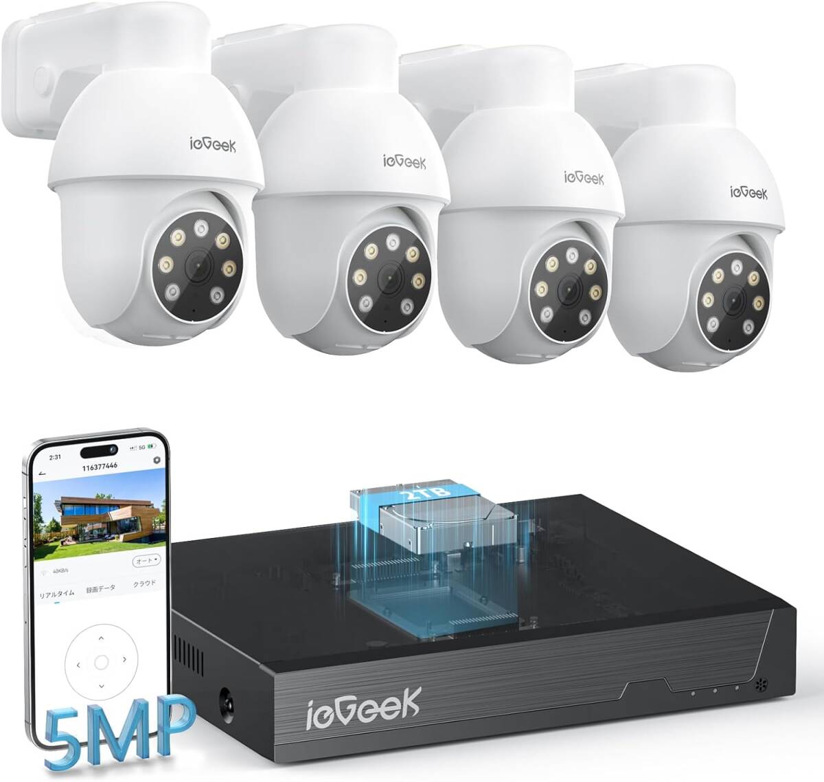 Yahoo!オークション - 【4K録画機・AI検知・360° 追尾】ieGeek 防犯カ...