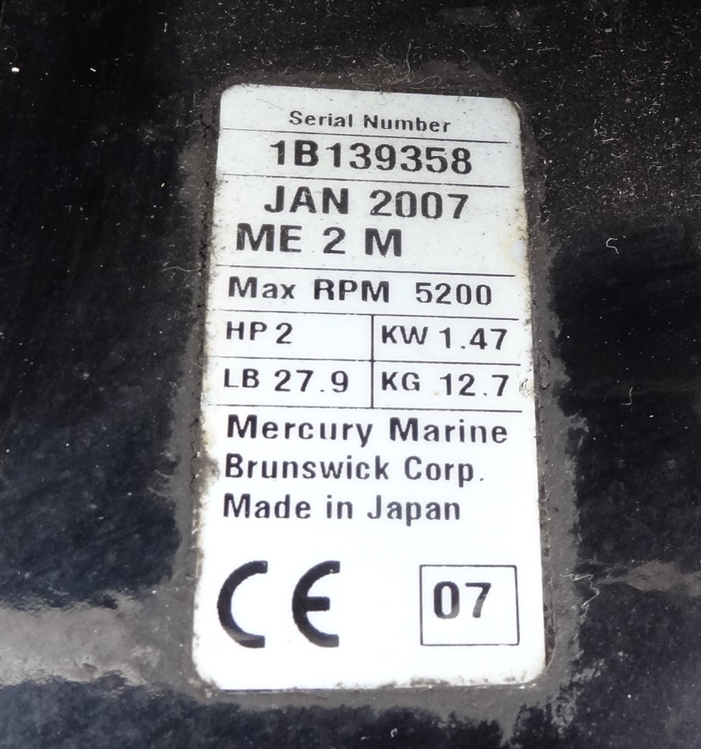 Yahoo!オークション - P1876 マーキュリー 2馬力船外機 ME2M トラサム...