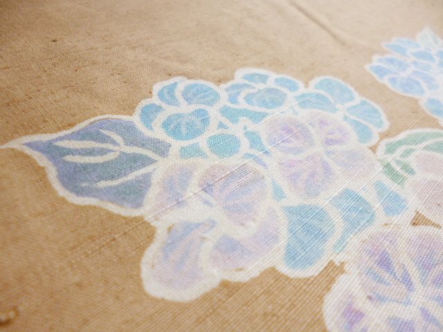 Yahoo!オークション - 1578 美品 優しげな紫陽花模様 手描き染め 紬地 ...