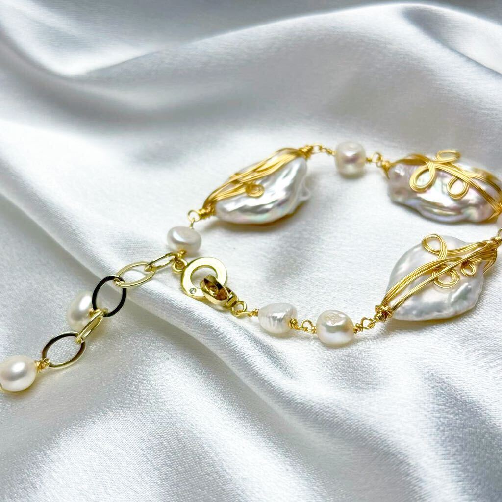 Yahoo!オークション - 虹色 入手困難 天然パールブレスレット 17cm+5cm...