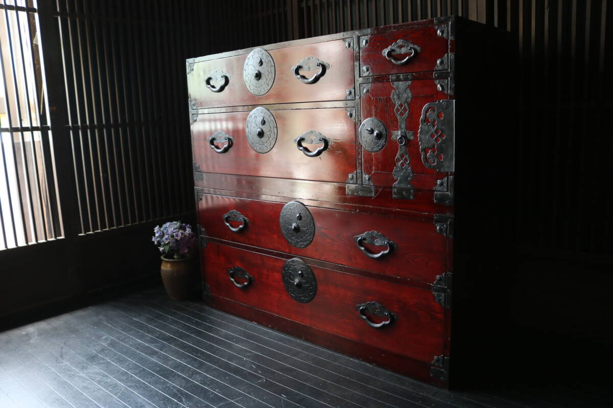 Yahoo!オークション - B99.和モダン フルレストア サイズ良 古い時代箪...