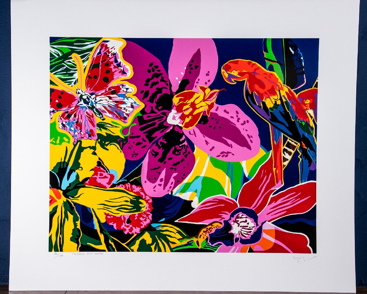 絵画 ヒロ ヤマガタ オーキッド＆パロット シルクスクリーン 44/100 エンボス サイン シート E648 ギャラリー 画廊 インテリア(シルクスクリーン)｜売買されたオークション情報 ...