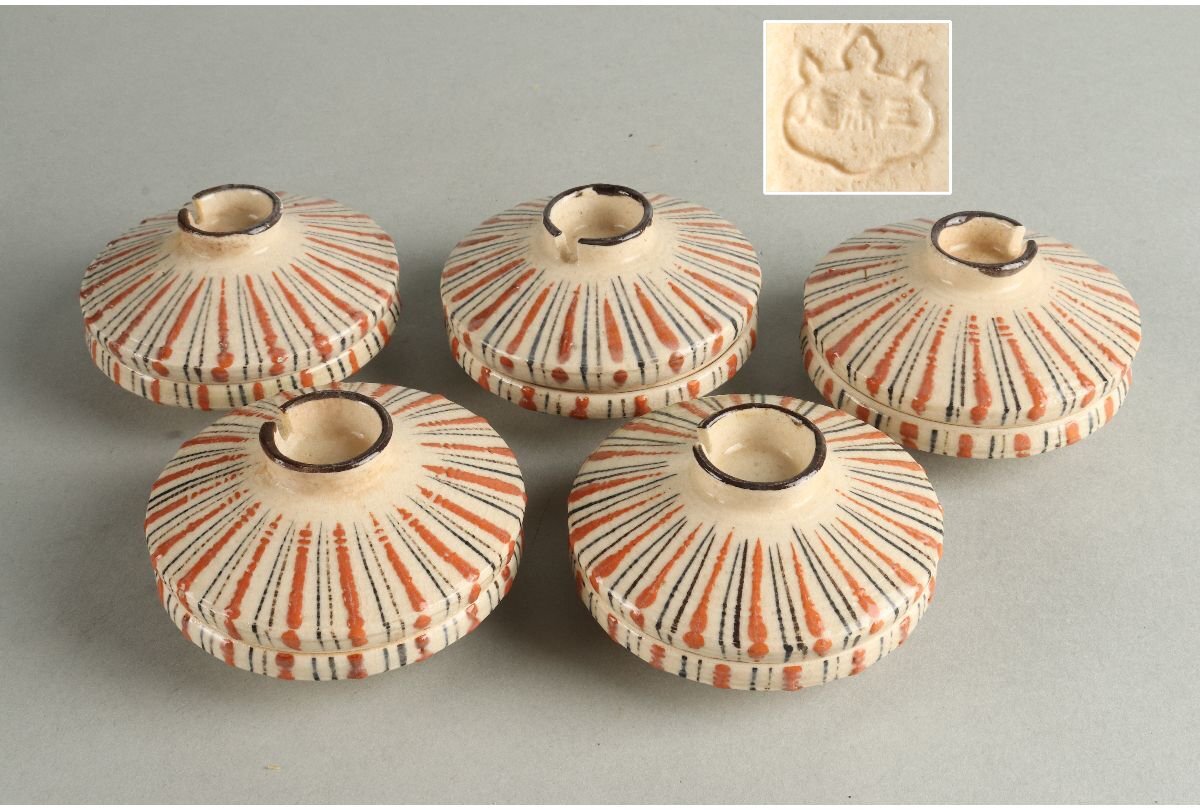 Yahoo!オークション - [URA]麦藁手小蓋物5客/13-7-101 (検索)骨董/蓋碗...