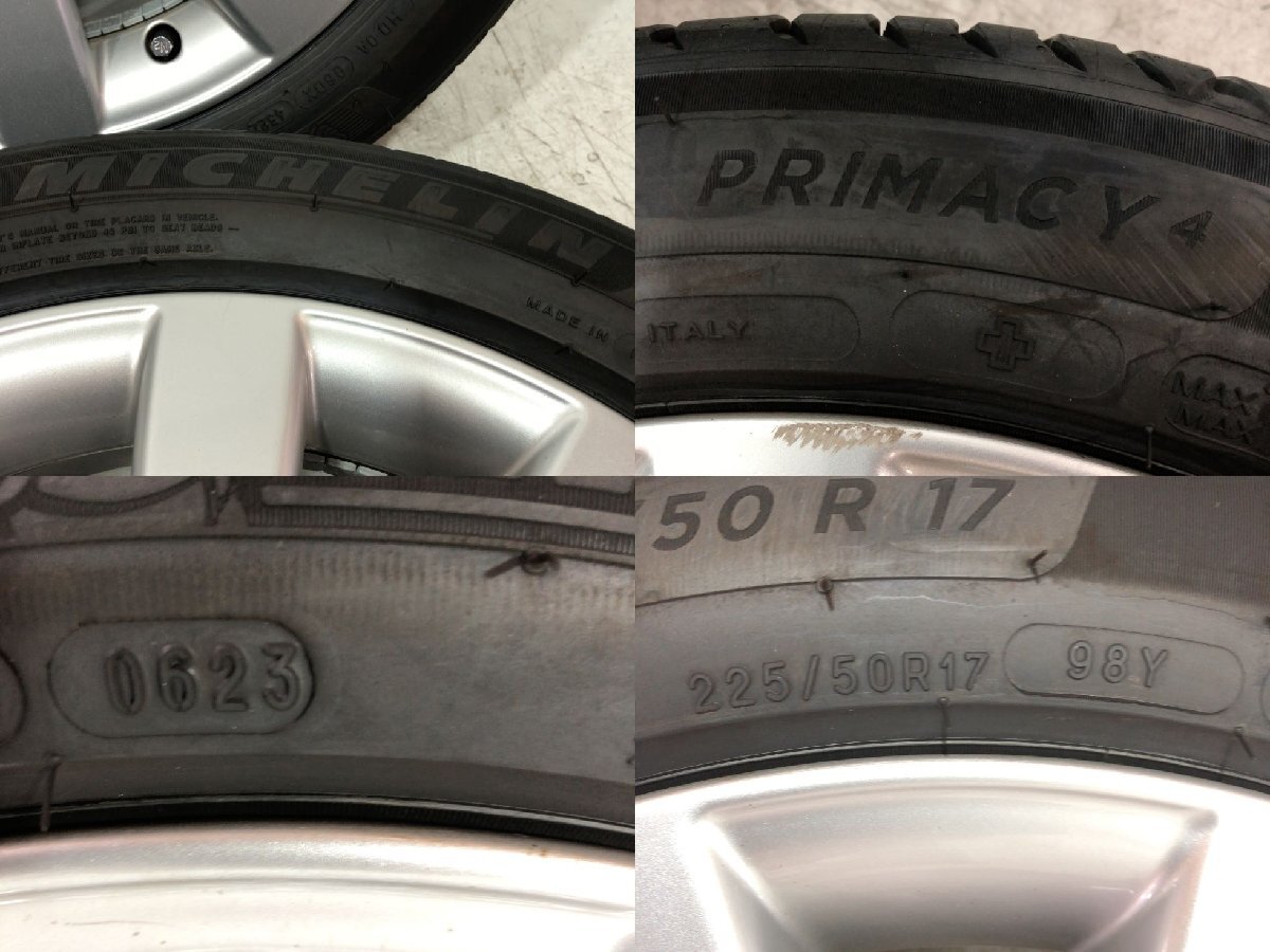 8分山 ミシュラン プライマシー4 225 50r17 98y 2023年 アウディa4純正 17x8j 47 5h 112 ハブ径66