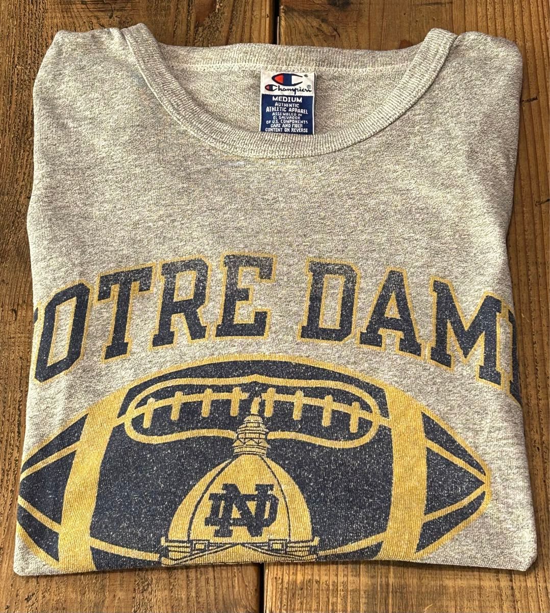 チャンピオン青タグノートルダムフットボールTシャツグレーM チャンピオン青タグノートルダムフットボールTシャツグレーM