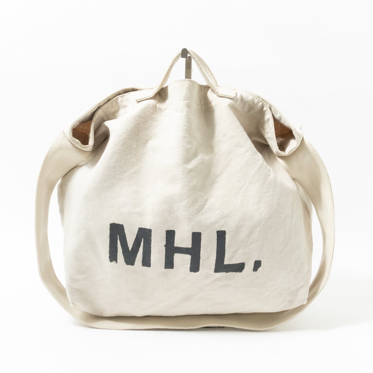 Yahoo!オークション - MHL. 2WAY コットン トートバッグ グレージュ シ...