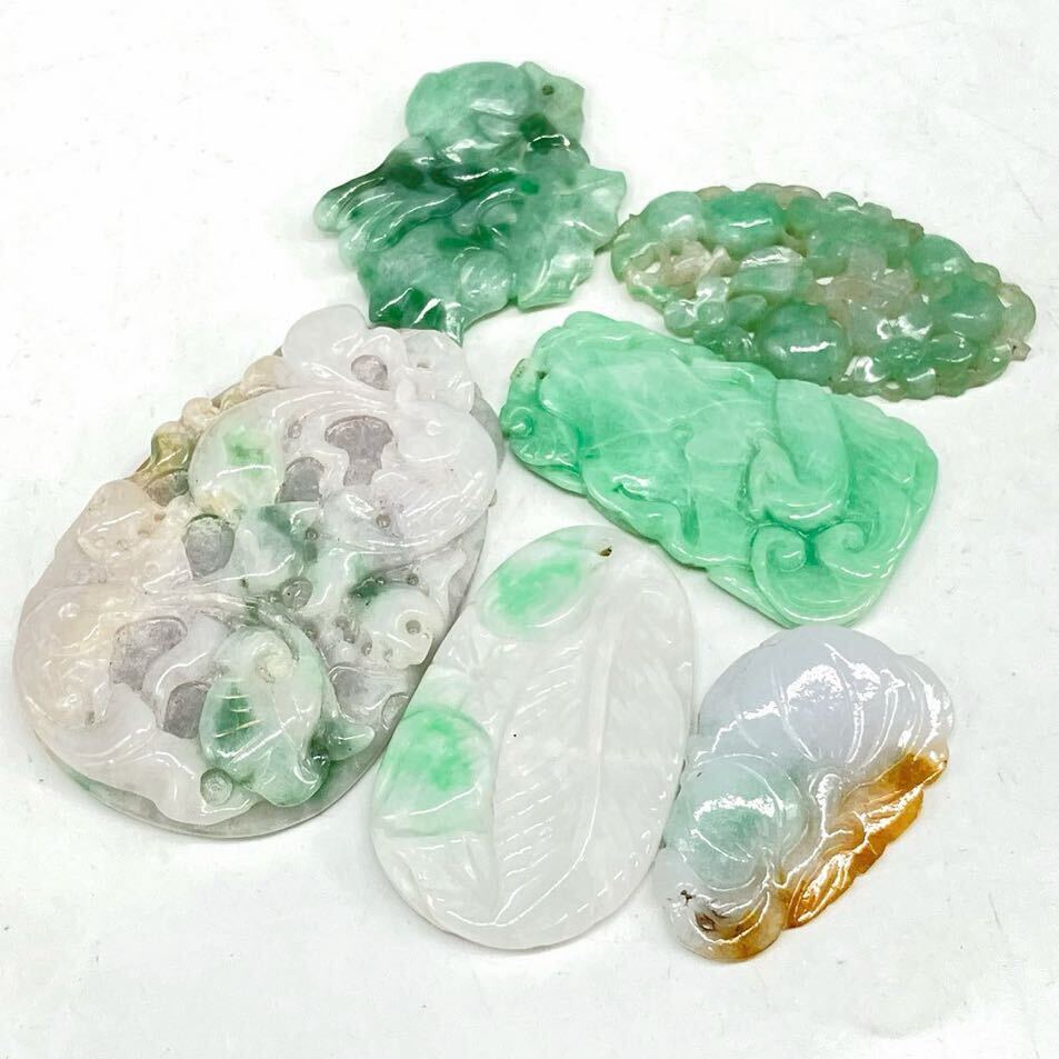 Yahoo!オークション - 翡翠彫刻ルース6点おまとめ u約330.5ct 66.1gル...