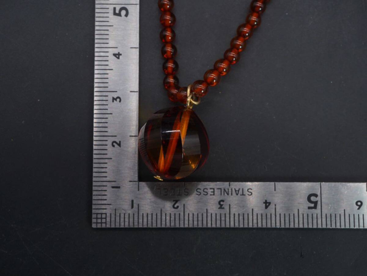 Yahoo!オークション - 【453】k18 琥珀 コハク アンバー ネックレス ア...