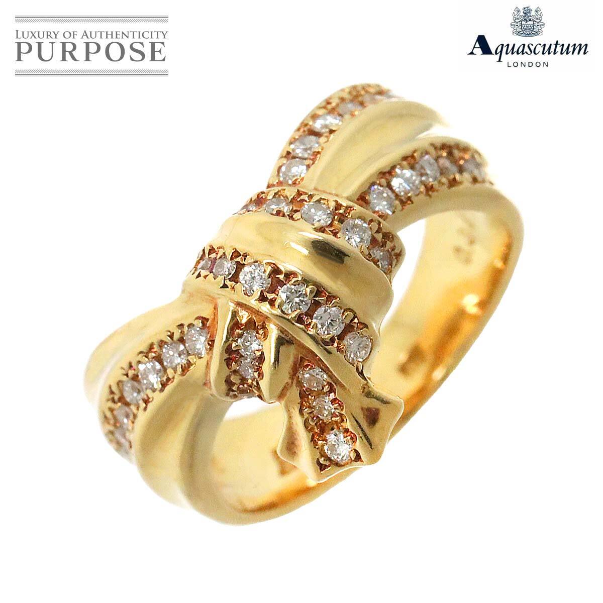 アクアスキュータム Aquascutum 11.5号 リング ダイヤ 0.34ct K18 YG イエローゴールド 750 指輪 Diamond Ring 90240548(イエローゴールド台 ...