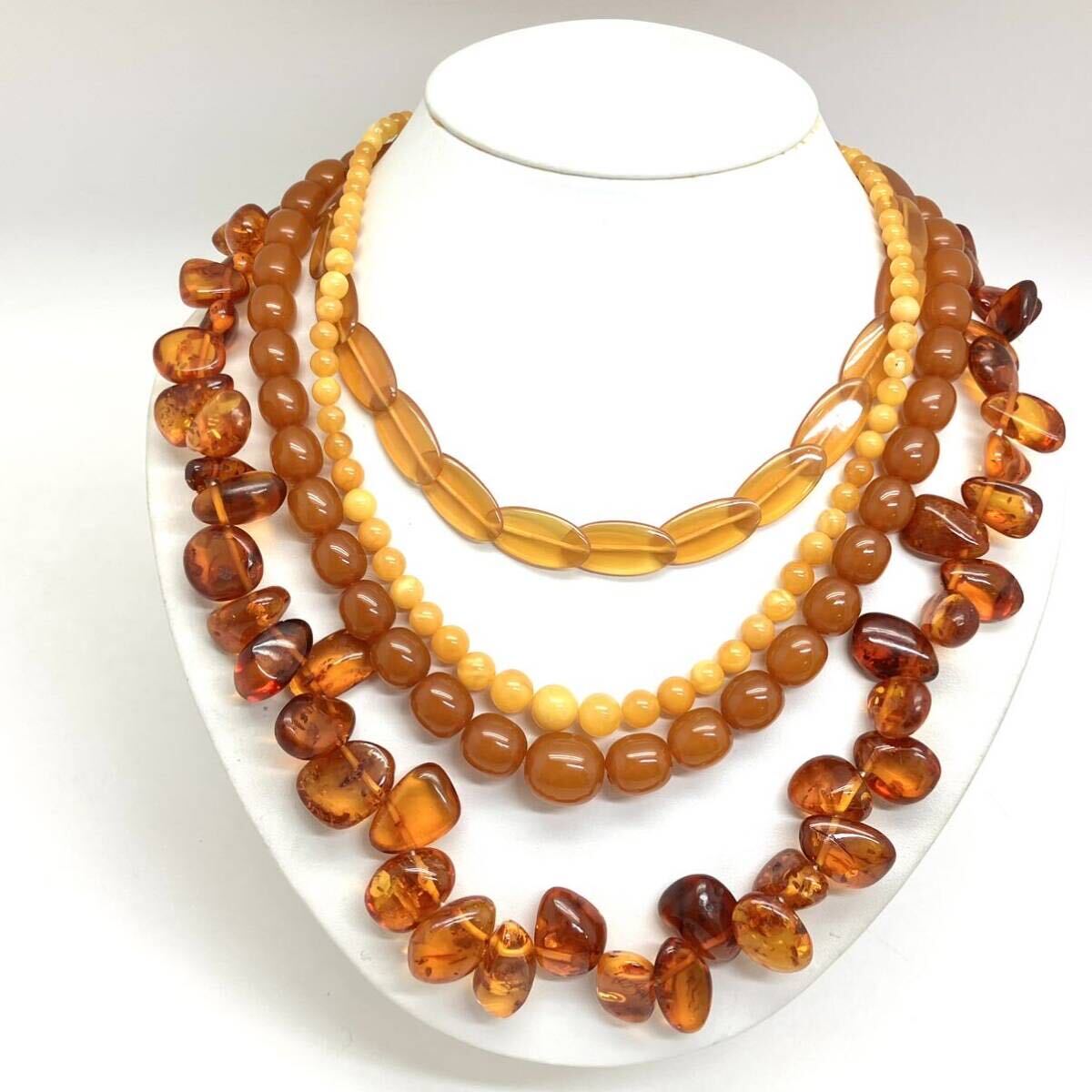 Yahoo!オークション - [琥珀ネックレス4点おまとめ]u 約123g コハク ...