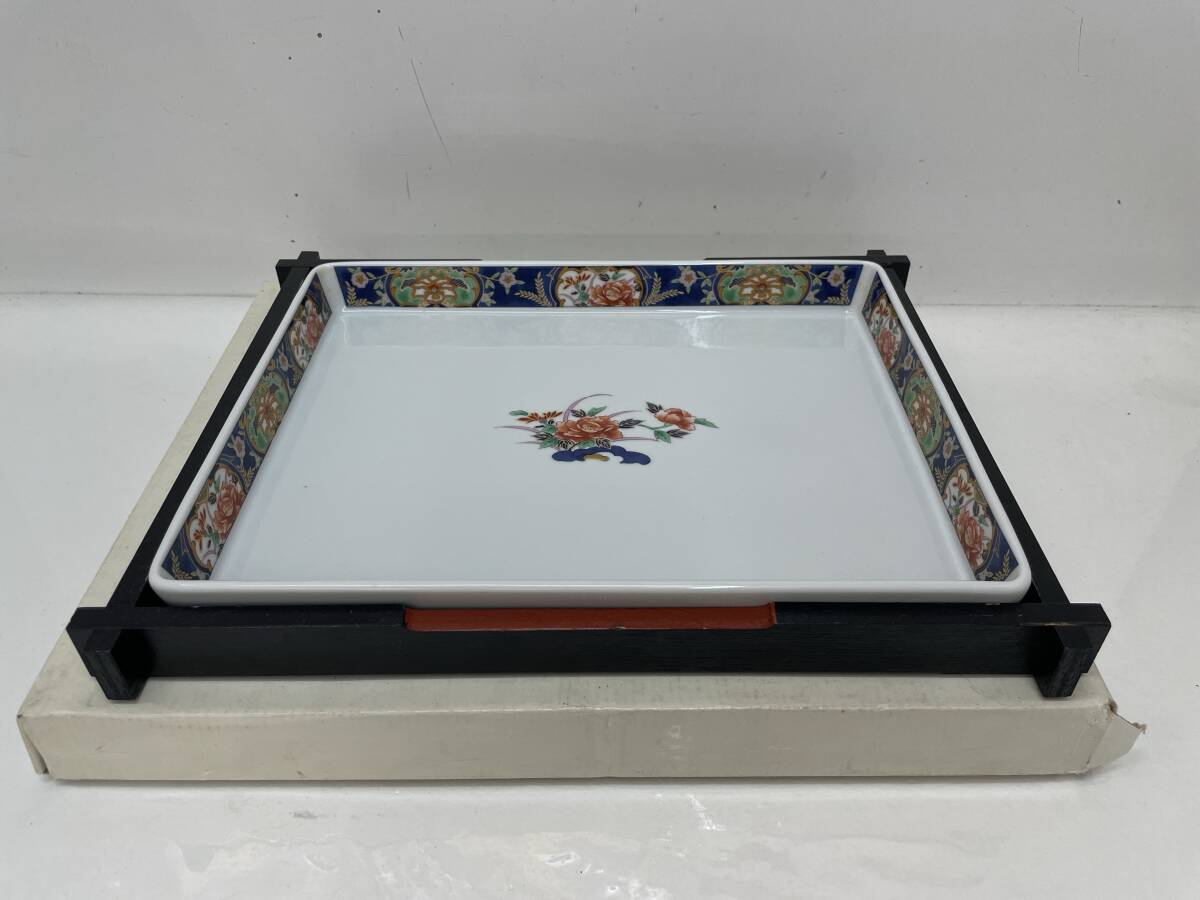 Yahoo!オークション - 【G-1-R24】 有田焼 和食器 角皿 木枠付 大皿