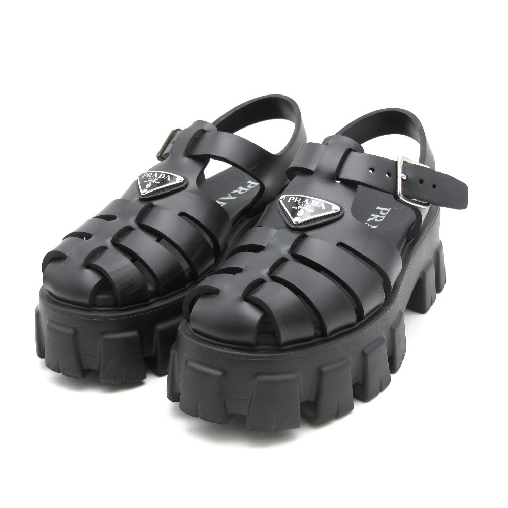 PRADAプラダサンダルブラックウェッジソールパンプスサイズ35 PRADAプラダサンダルブラックウェッジソールパンプスサイズ35