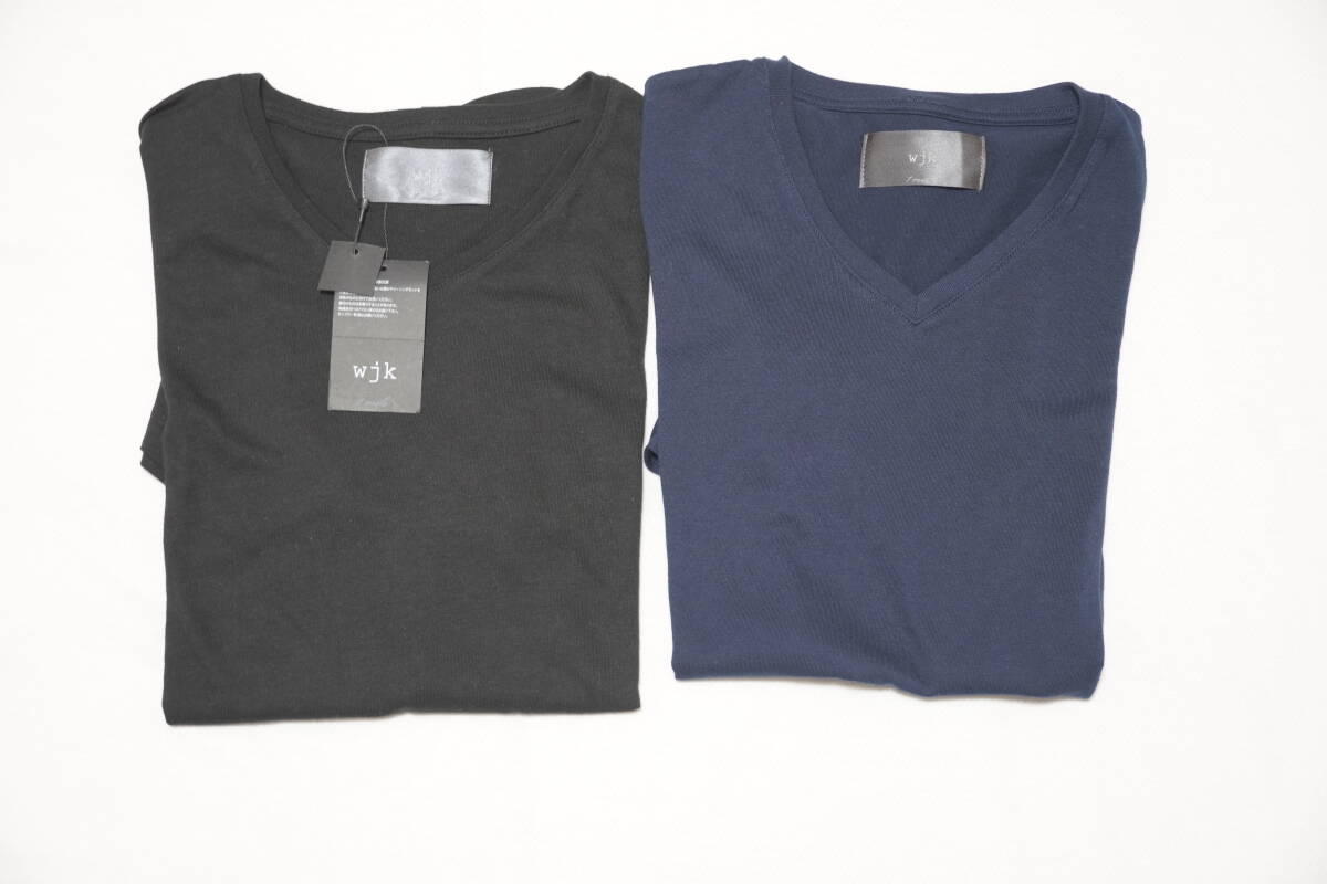 Yahoo!オークション - WJK vネックTシャツ 黒 紺セット Lサイズ