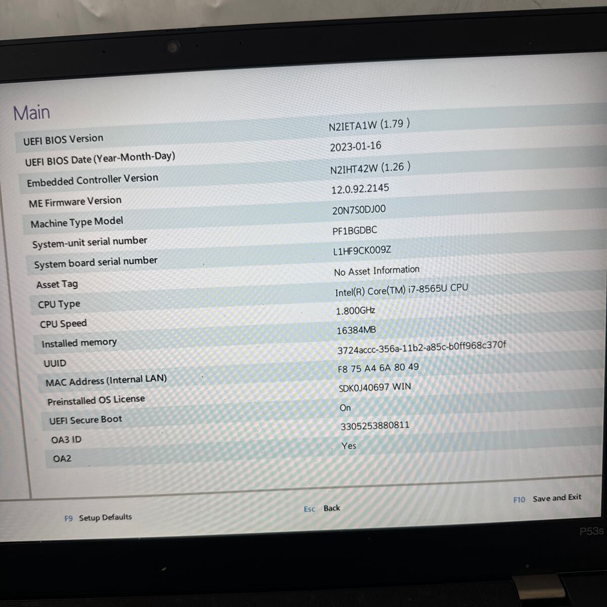 Yahoo!オークション - JXJK4392 Lenovo ThinkPad P53S /Core i7-8565U ...