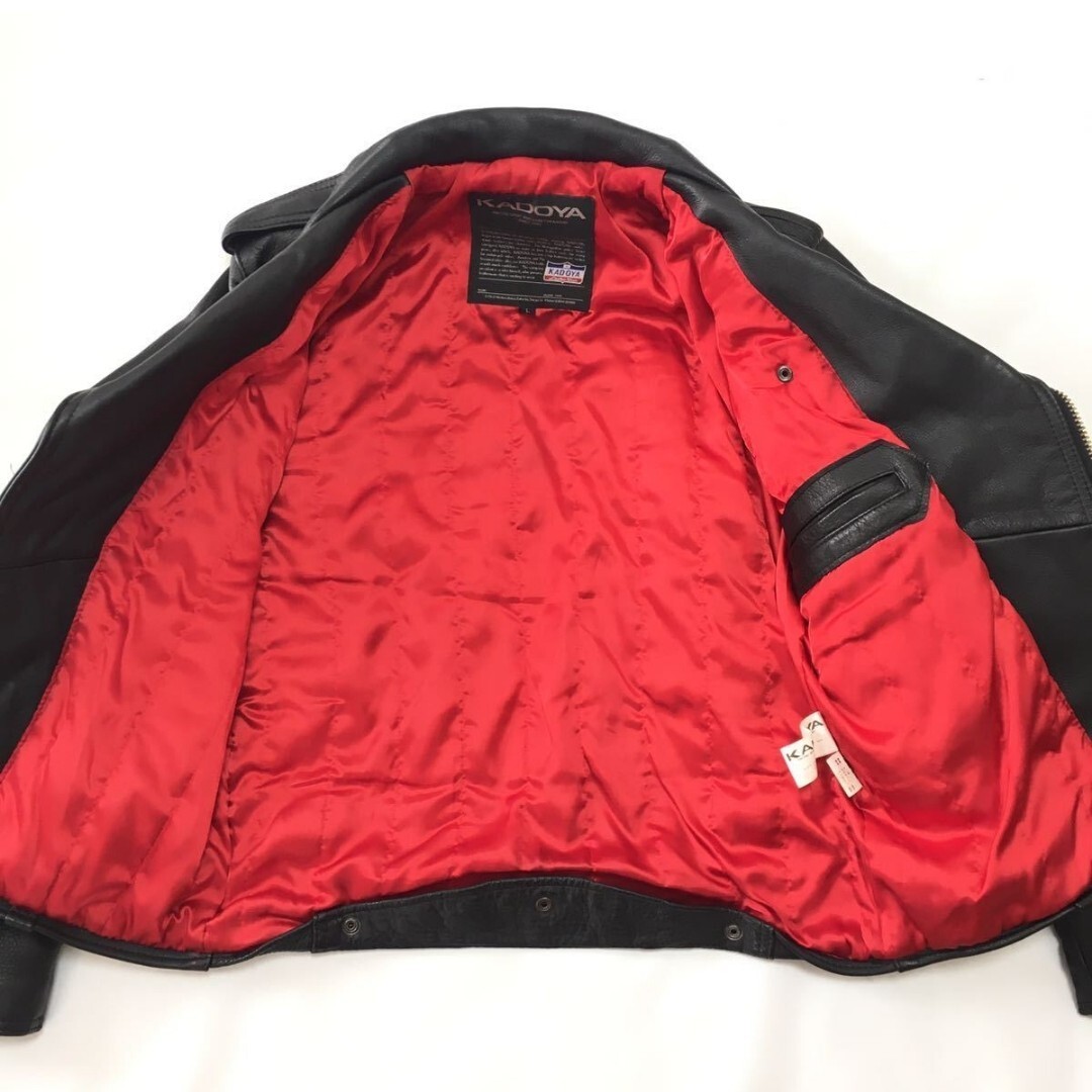 KADOYAカドヤ 本革レザーダブルライダースジャケットLブラック黒 KADOYAカドヤ 本革レザーダブルライダースジャケットLブラック黒