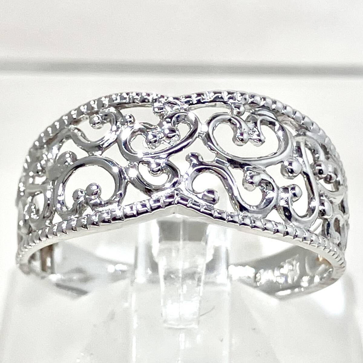 Yahoo!オークション - [新品仕上済み] K10WG 13.5号 透かし彫り 2.0g...