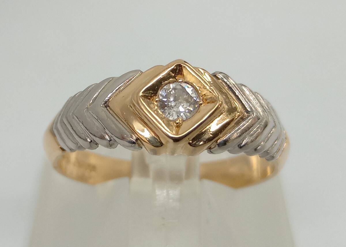 Yahoo!オークション - リング Pt900 K18 コンビ 11号 ＃11 3.3 g ダイ...