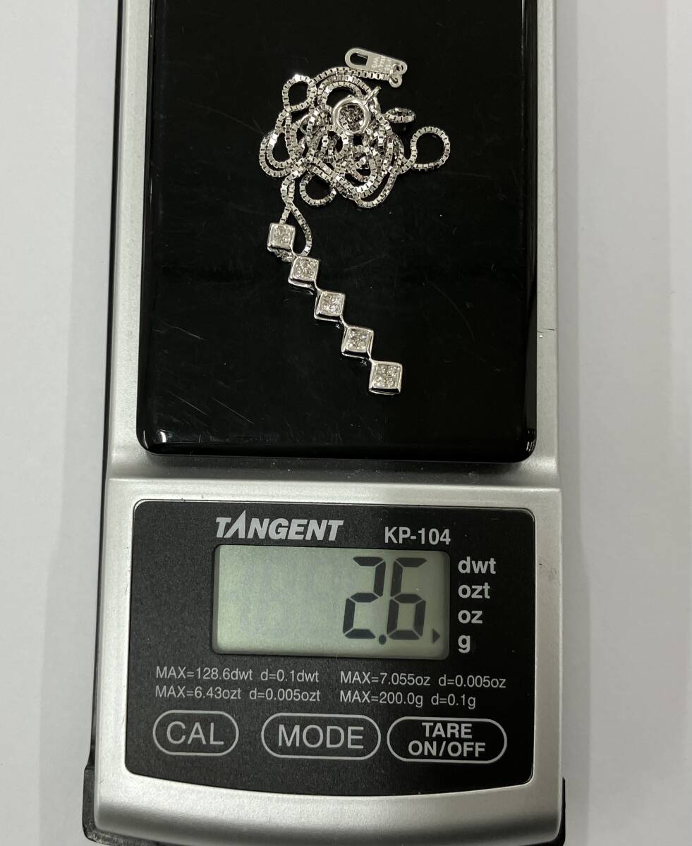 Yahoo!オークション - K18WG ダイヤモンド 0.2ct 40㎝ 2.6g 750 ホワイ...