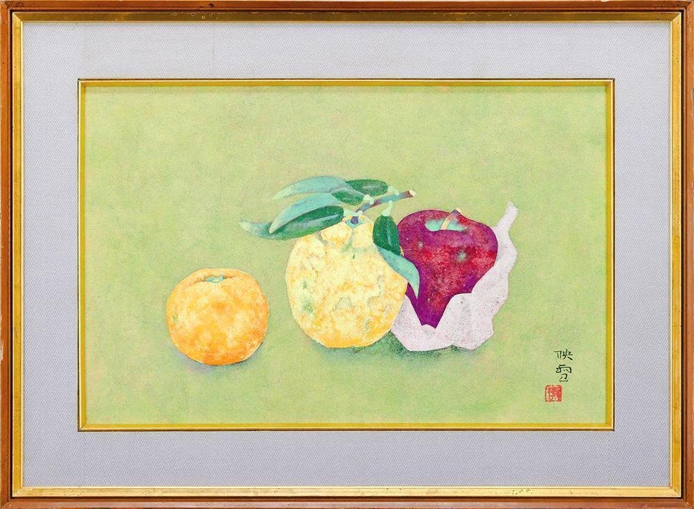 Yahoo!オークション - 【真作】【WISH】白鳥映雪 日本画 12号 大作 果...