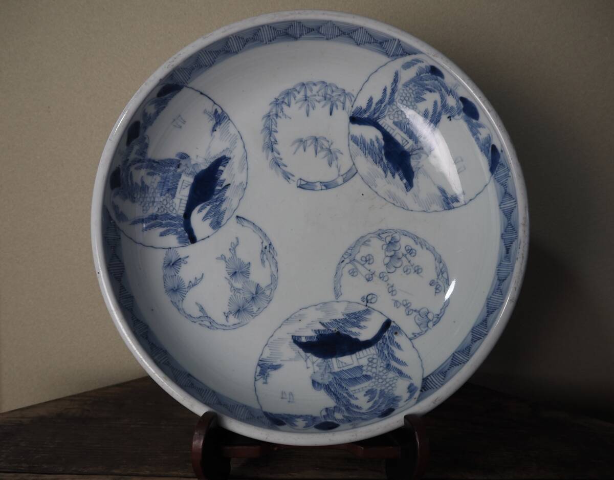 OAN 古伊万里 染付 丸文 大皿 飾皿 骨董 古美術 古道具 民藝 古民藝 茶道具 懐石 古玩 初期 伊万里 藍九谷 藍柿 藍鍋 S24721(染付)｜売買されたオークション情報、yahoo ...