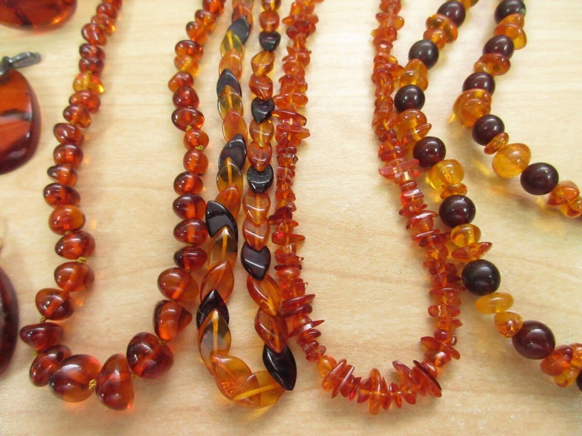 Yahoo!オークション - 【B64】琥珀 コハク こはく アンバー ネックレス...