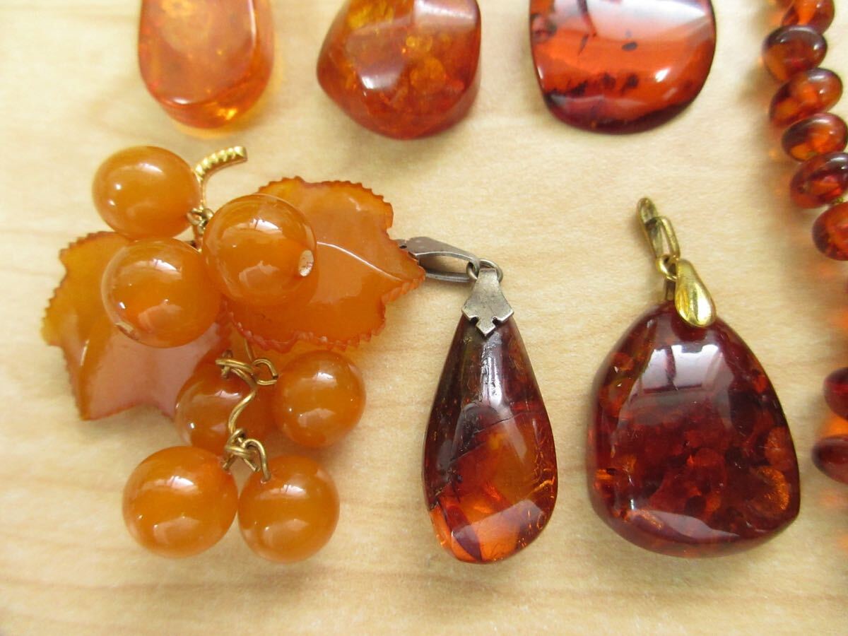 Yahoo!オークション - 【B64】琥珀 コハク こはく アンバー ネックレス...