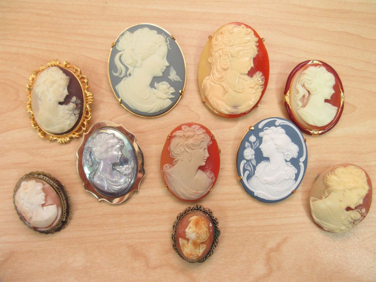 Yahoo!オークション - 【B93】カメオ CAMEO カメオ系 ブローチ など ヴ...