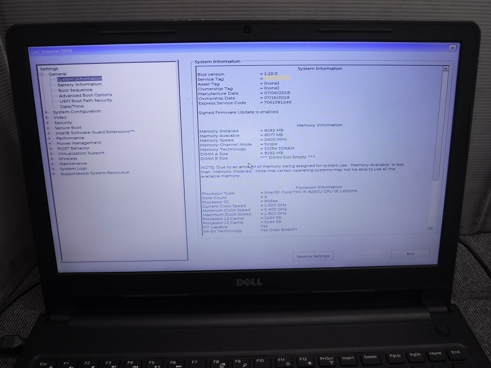 Yahoo!オークション - (M727)Corei5-8250U 1.60GHz DELL Inspiron 3576...
