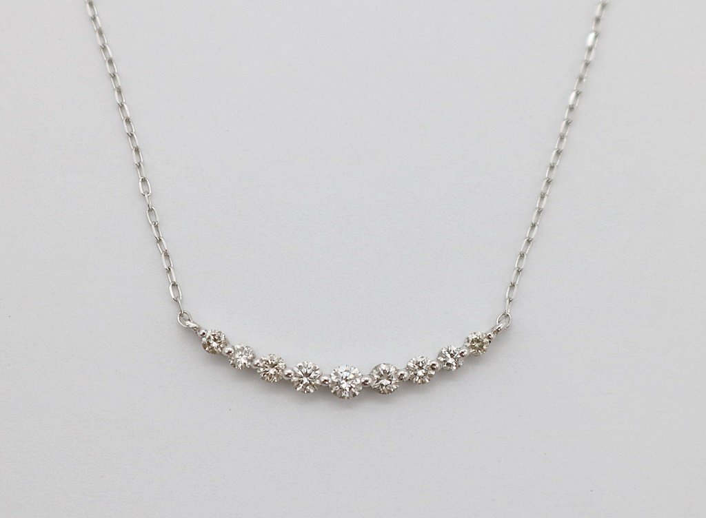 Yahoo!オークション - K18WG ネックレス 1.0g ダイヤ 0.2ct 40cm ホワ...