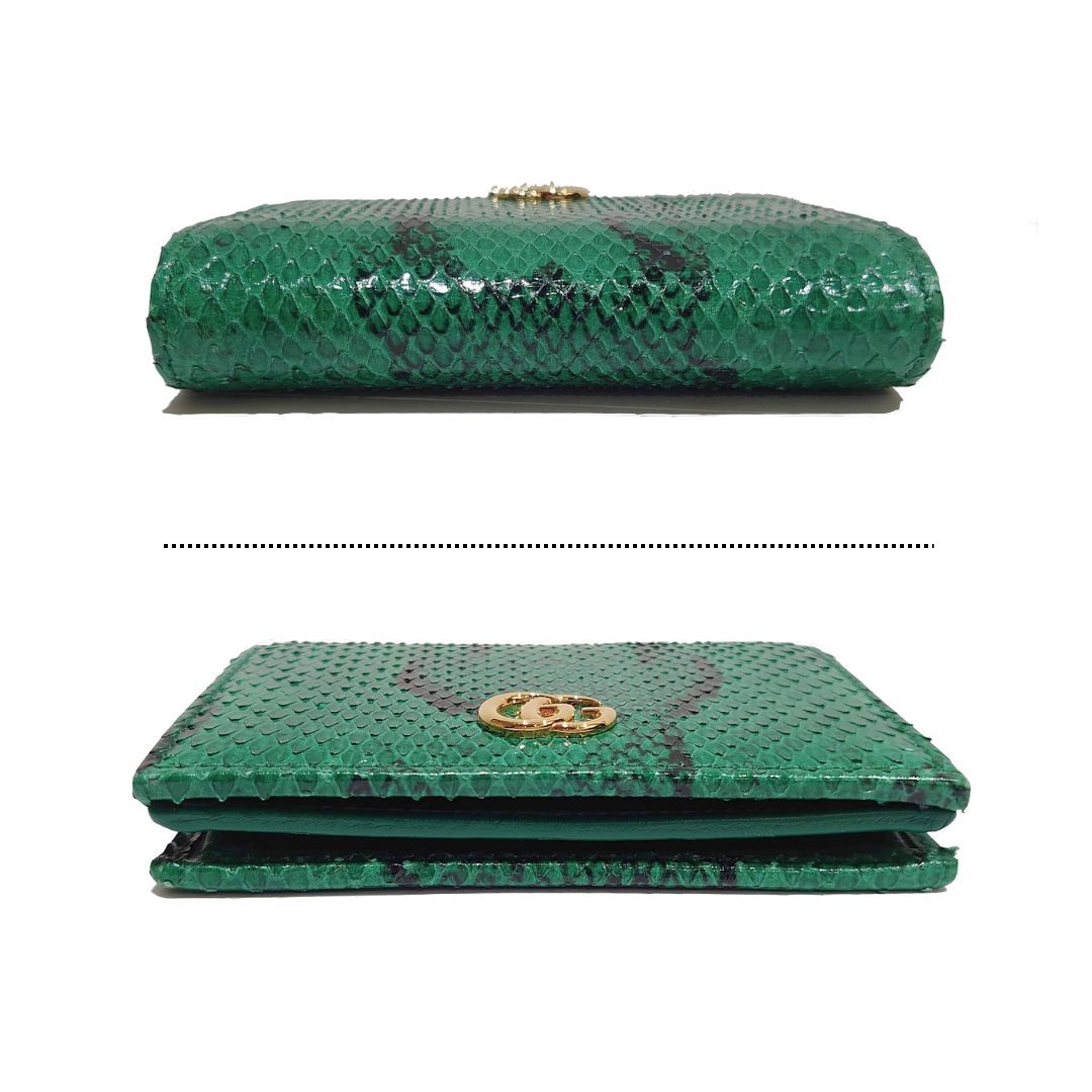 鑑定済】GUCCI グッチ GGマーモント ダブルG パイソン レザー 鑑定済】GUCCI グッチ GGマーモント ダブルG パイソン レザー
