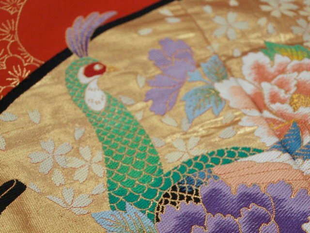婚礼 色打掛 0436 和装 花嫁衣装 赤 鳳凰・扇面に花(中古) 婚礼 色打掛 0436 和装 花嫁衣装 赤 鳳凰・扇面に花(中古)