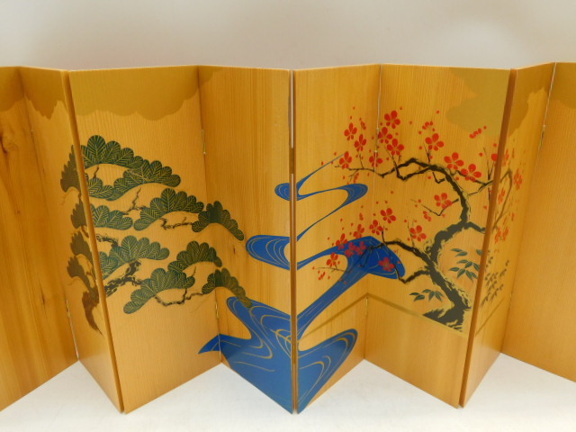 Yahoo!オークション - 友5688 屏風 12号 白木八曲 松 びょうぶ 雛人形...