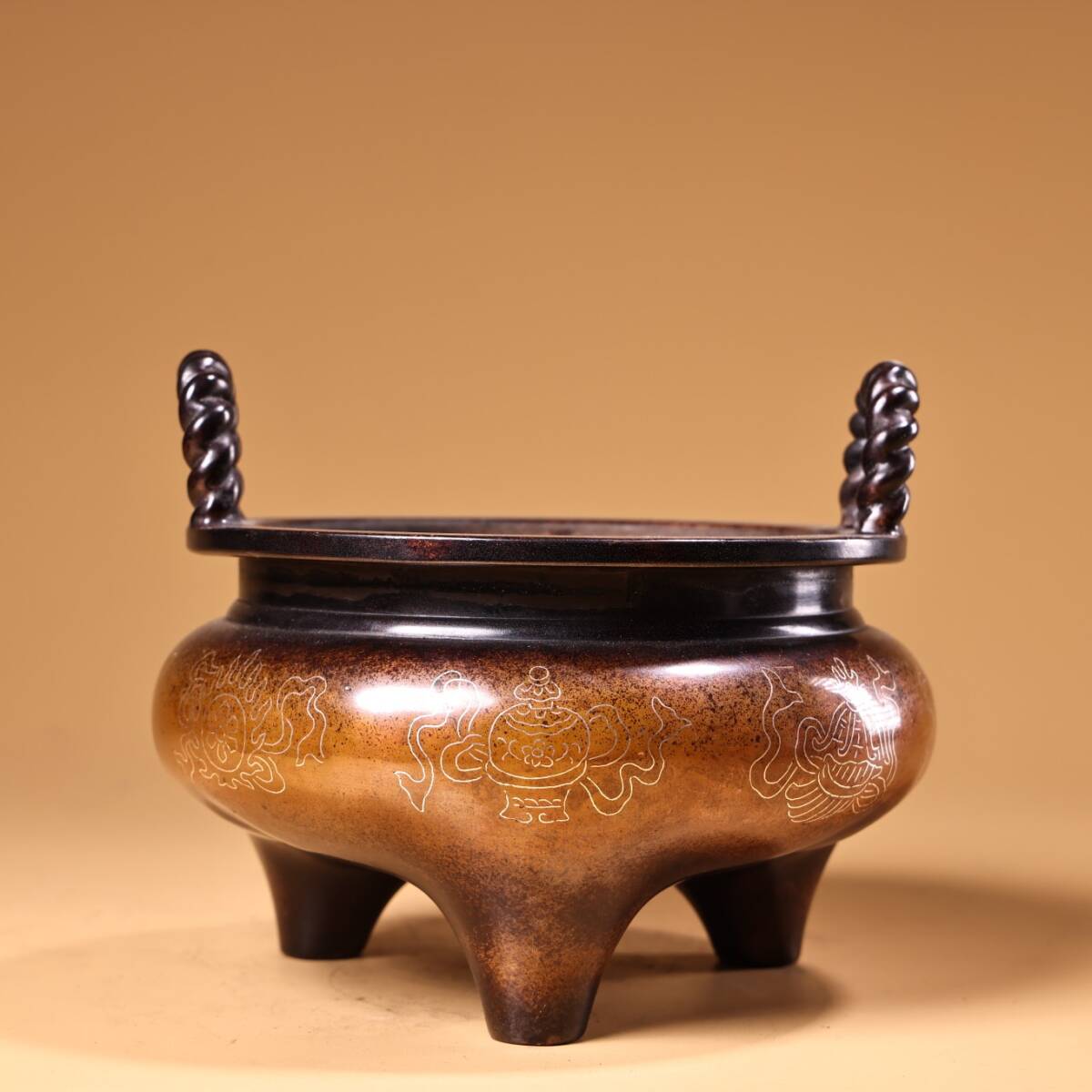 平安 蔵六 造 塗金銅 鷄頭 紐印 文鎮 金属工芸 平安 蔵六 造 塗金銅 鷄頭 紐印 文鎮 金属工芸