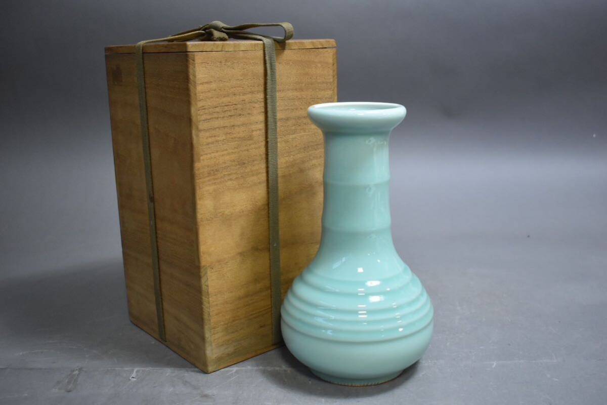 Yahoo!オークション - 【英】A348 三浦竹泉 青磁花瓶 H25.5㎝ 日本美術...