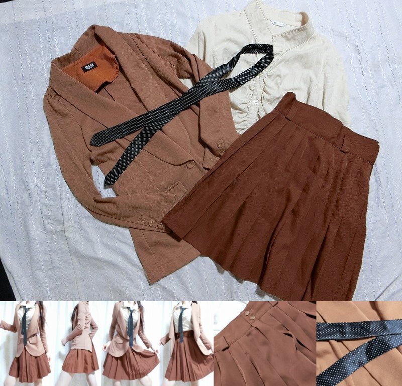 Yahoo!オークション - K38 制服系④点フルセット ブラウン系 学生 制服...