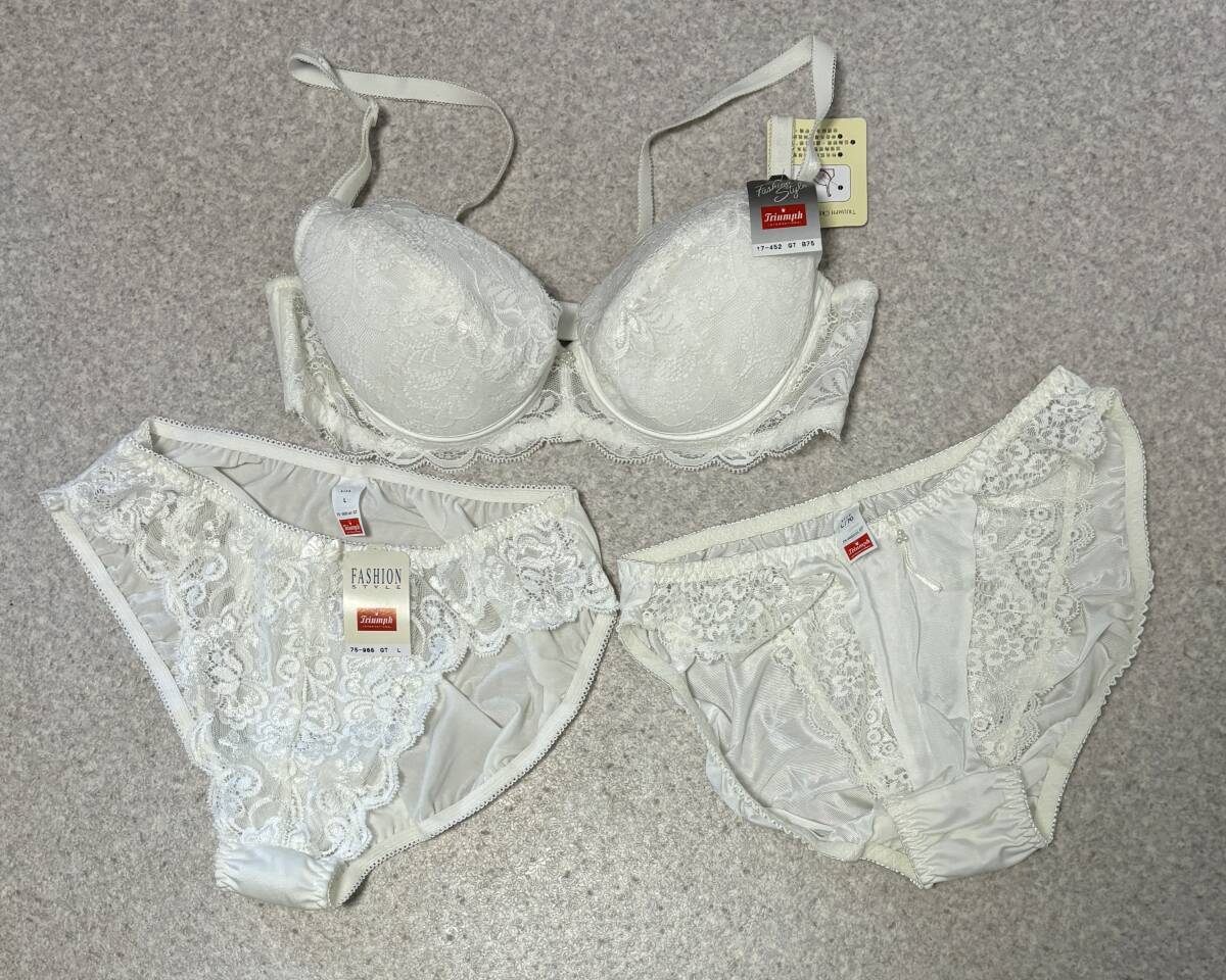 Yahoo!オークション - 024/トリンプ〈75B〉1ホック白＆ ショーツ白（...