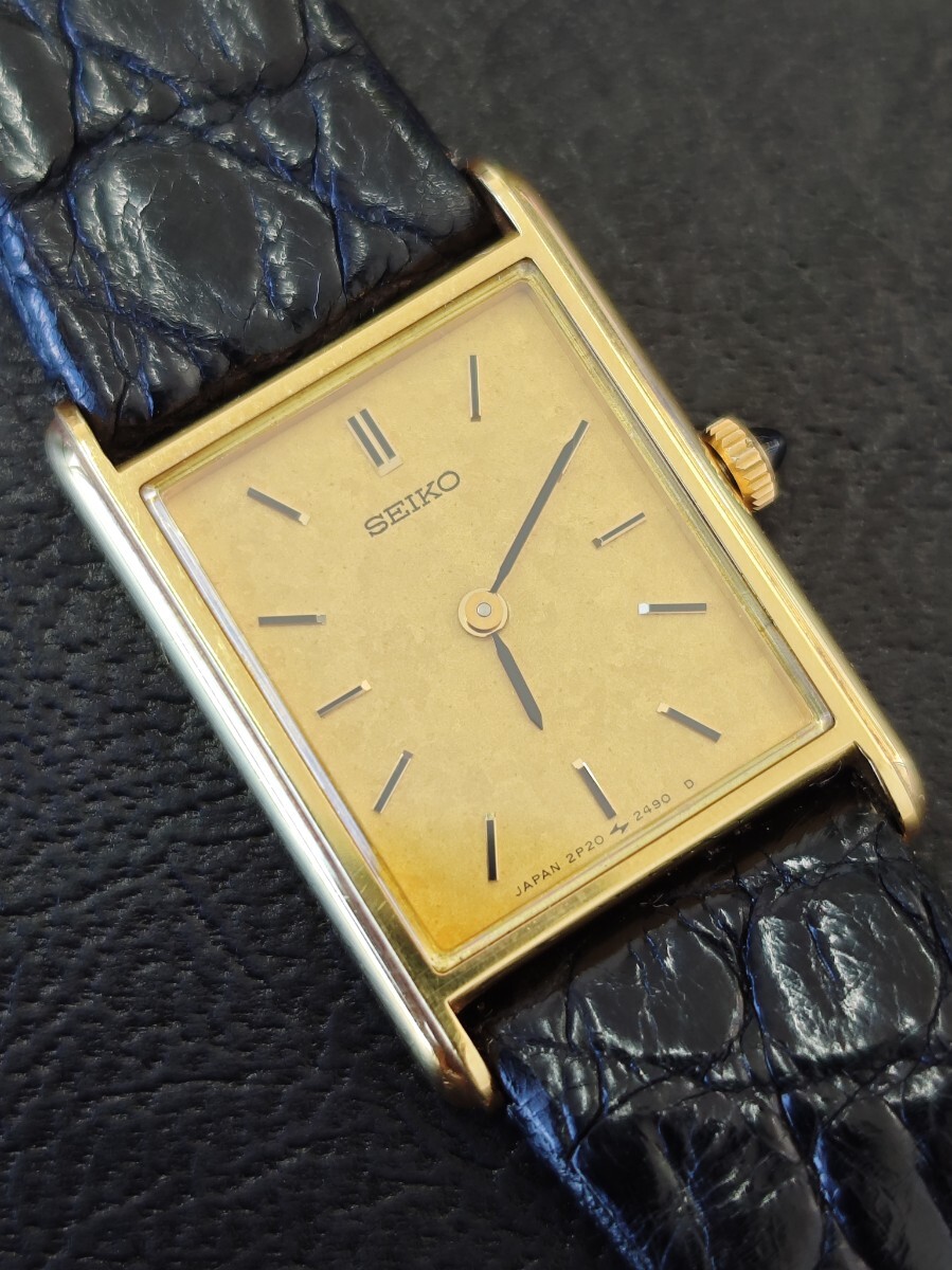Yahoo!オークション - SEIKO 2P20-6210 セイコー 18KT スクエア 動作未...