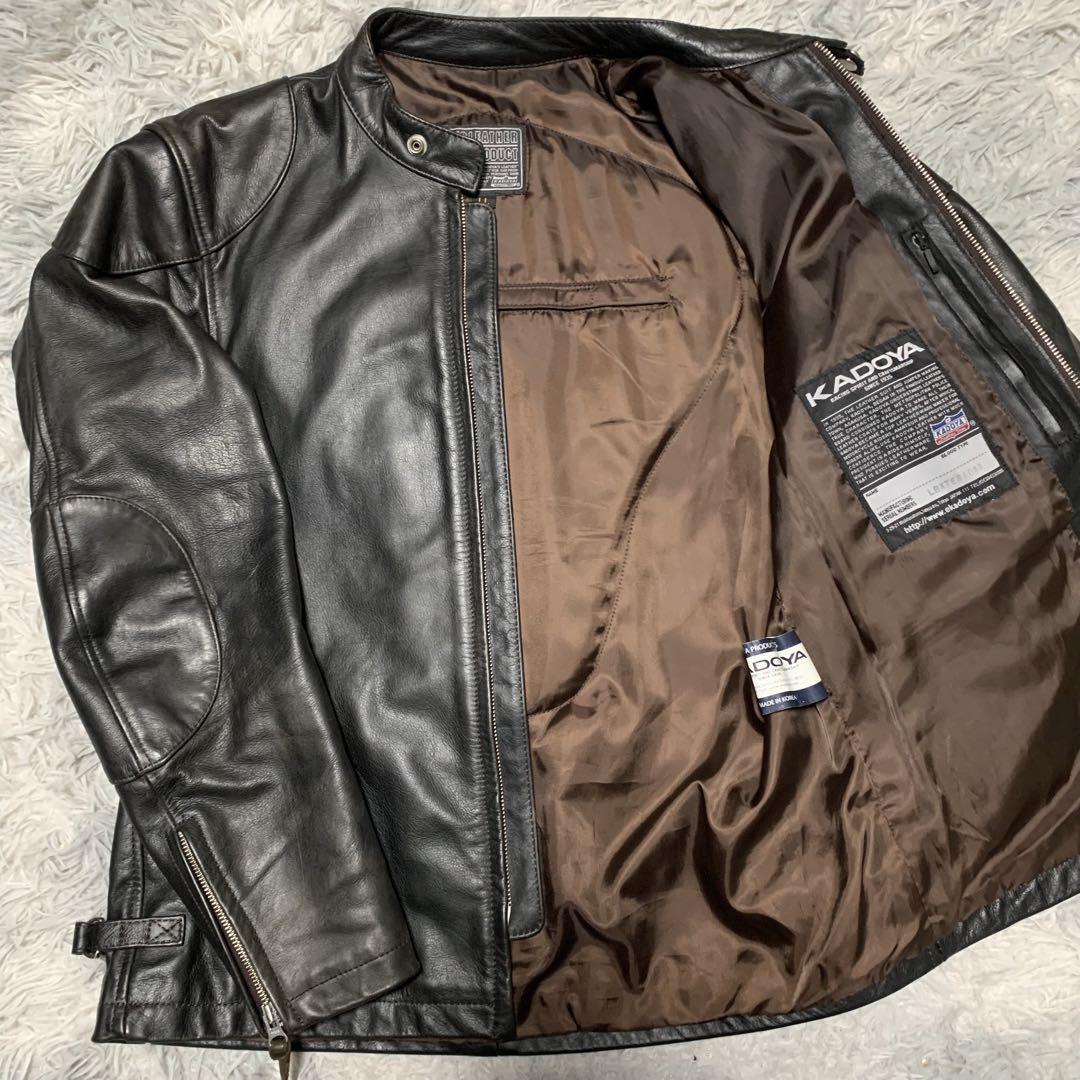 LL KADOYA カドヤ レザージャケット シングルライダース バイクウェア XL リアルレザー 牛革 肩パット エルボパッチ メンズ(XLサイズ以上)｜売買されたオークション情報 ...