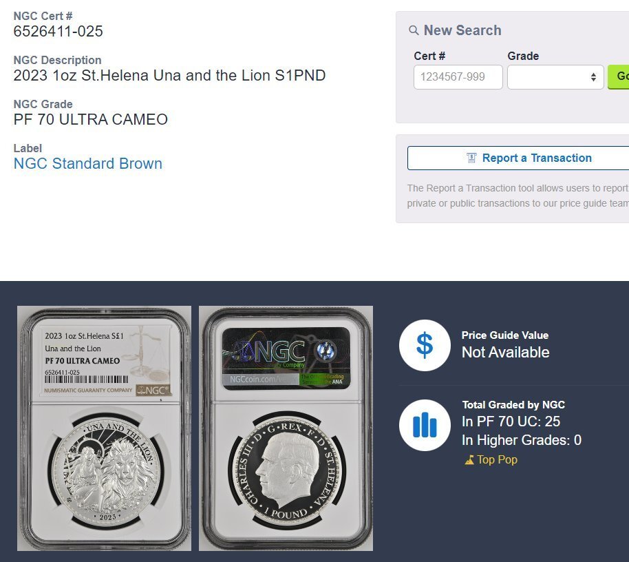 最高鑑定 2023年 英国領 セントヘレナ ウナとライオン 銀貨 NGC PF70 ULTRA CAMEO1ポンド 1オンス 元ケースCOA付き モダンコイン(ヨーロッパ)｜売買された ...