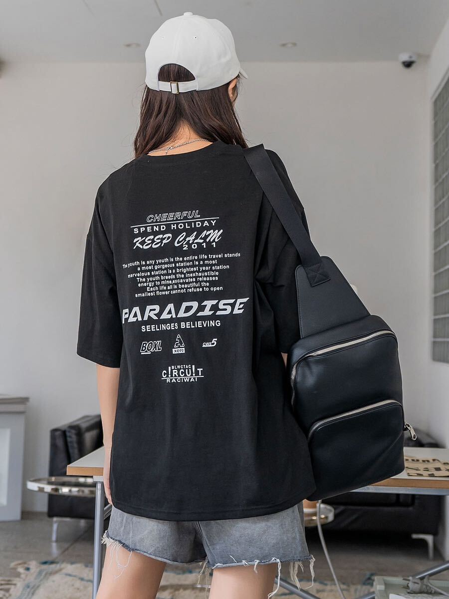 Yahoo!オークション - DAZY スローガン グラフィック Tシャツ ドロップ...