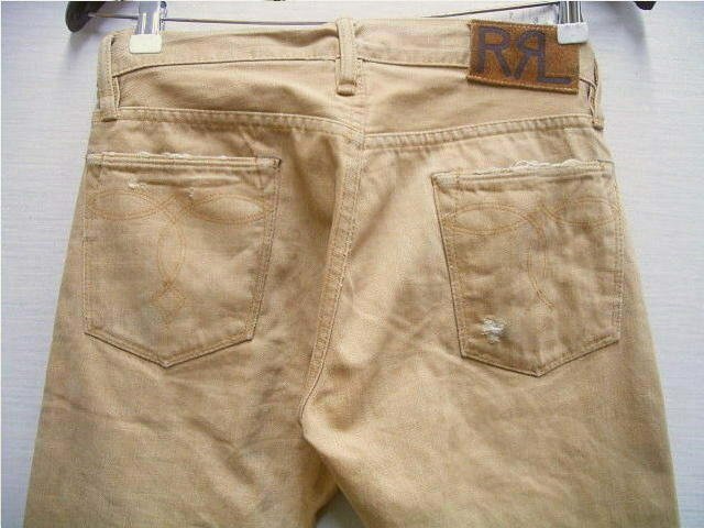 Yahoo!オークション - 即決[W28]RRL USA製 先染め ベージュ リペア ブ...