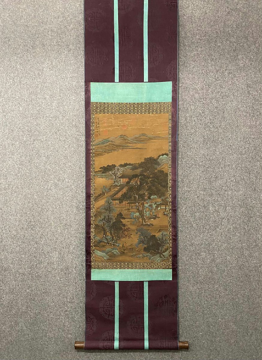 Yahoo!オークション - 渡鶴羽 P587中国古書画 趙伯駒 山水 絹本 掛け...