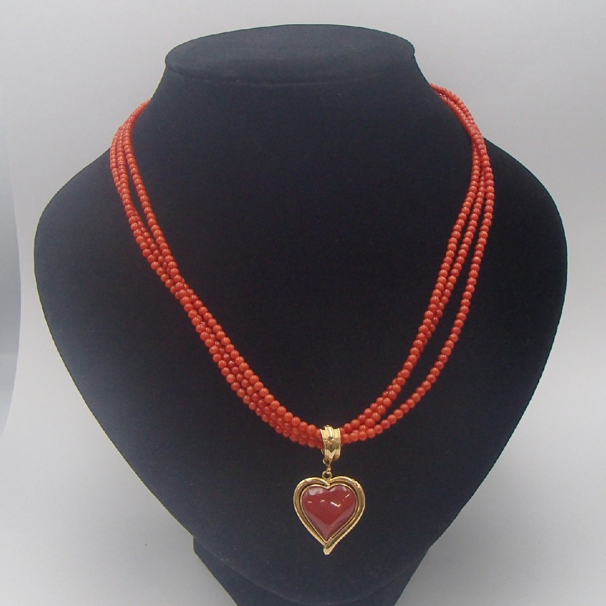Yahoo!オークション - 赤珊瑚 ネックレス/ K18/K14 約24.1g / ハート...